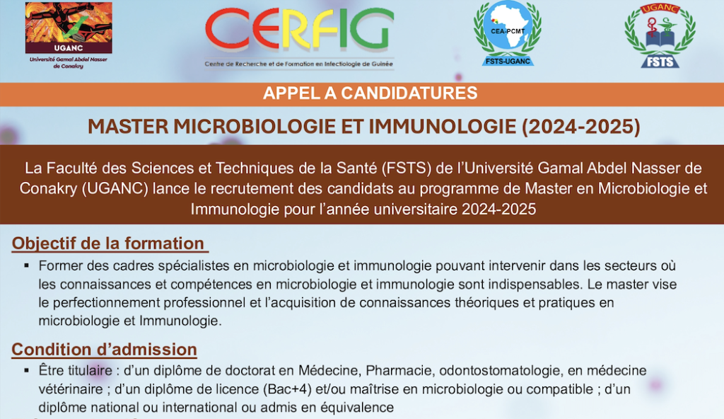 Appel à Candidatures – Master Microbiologie et Immunologie 2024-2025 ...